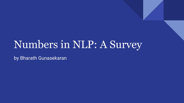 Numbers In NLP: A Survey | PPTX