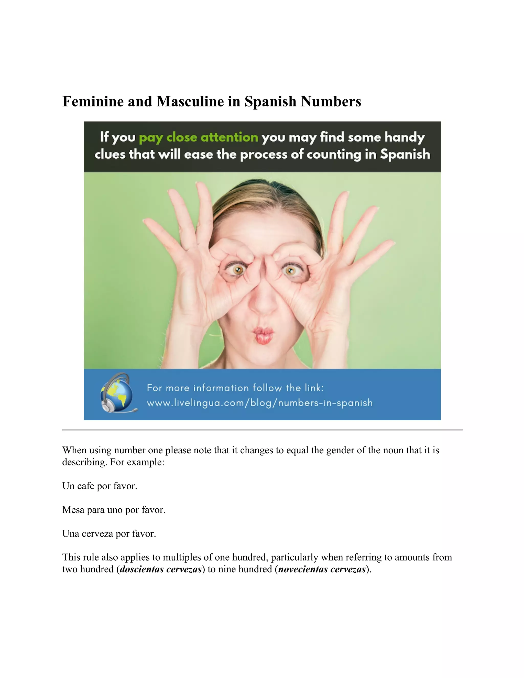 Numbers in Spanish | PDF