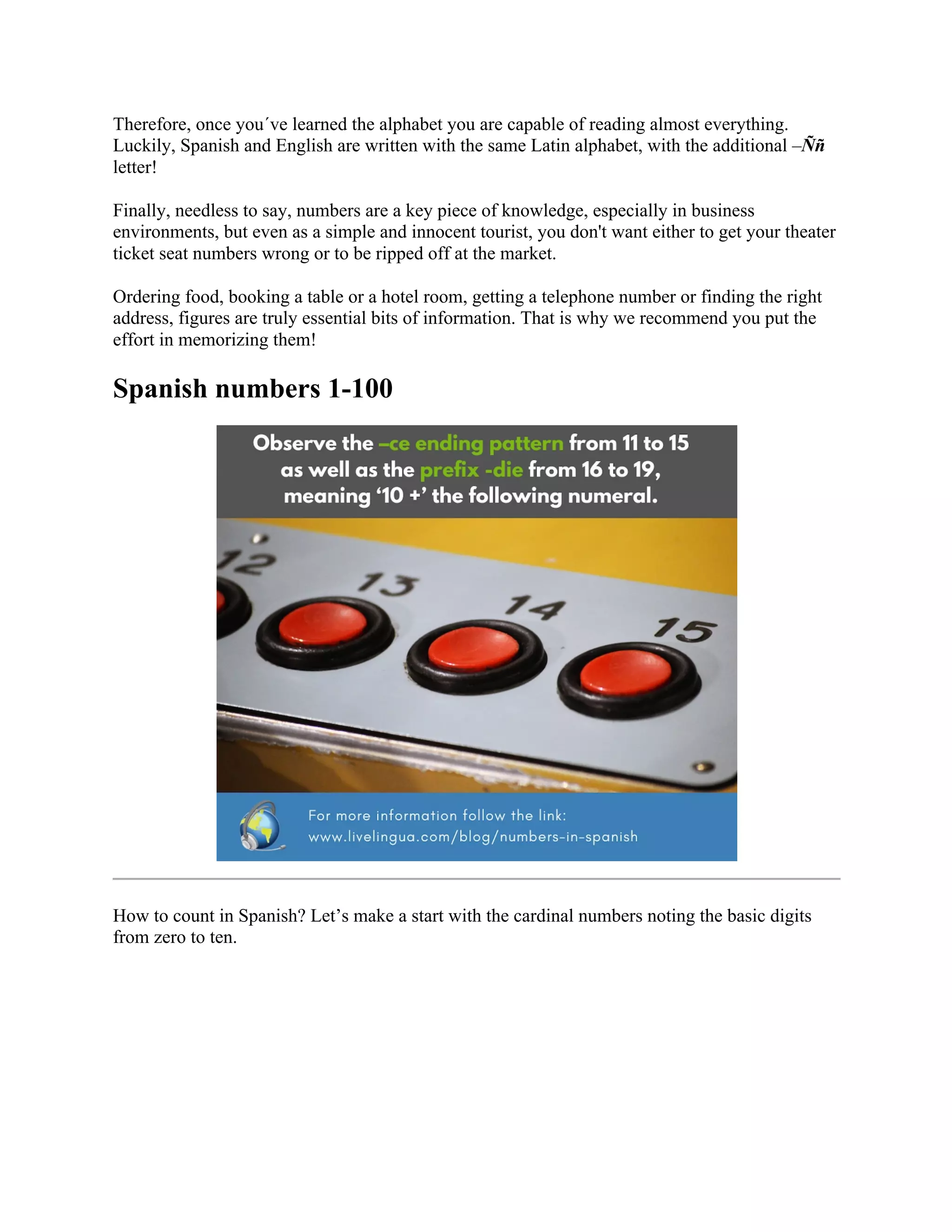 Numbers in Spanish | PDF