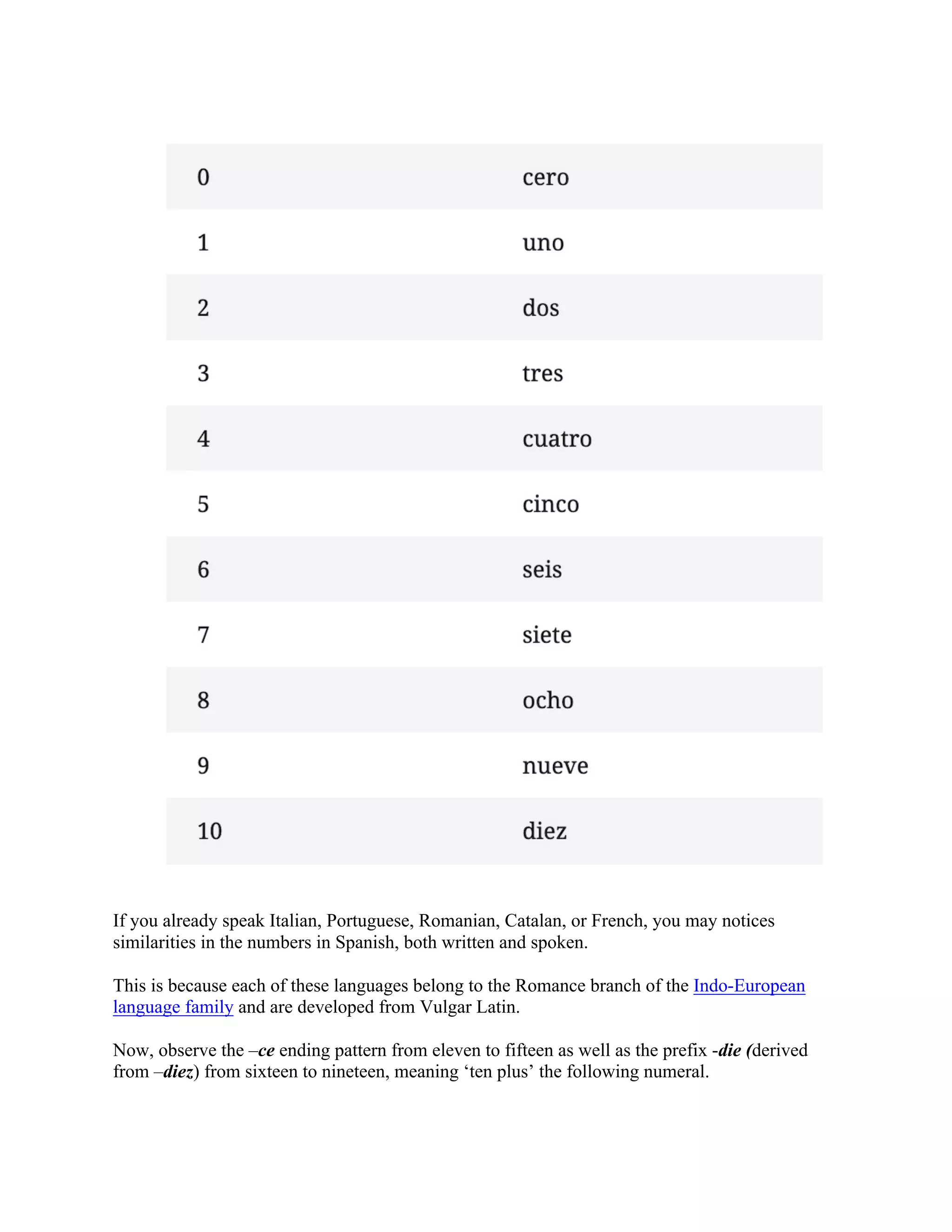 Numbers in Spanish | PDF