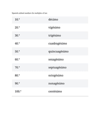 Numbers in Spanish | PDF