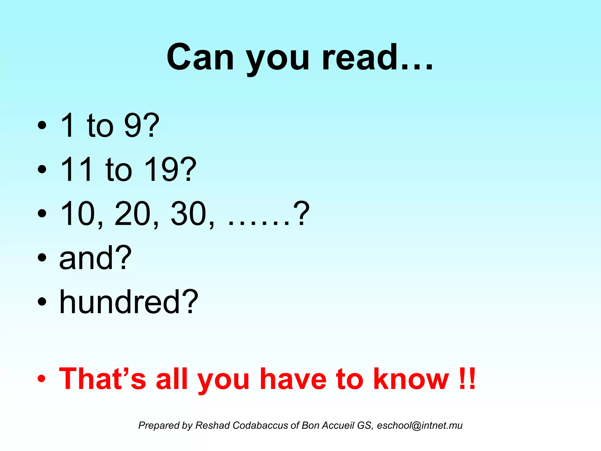 Numbers in words | PPS