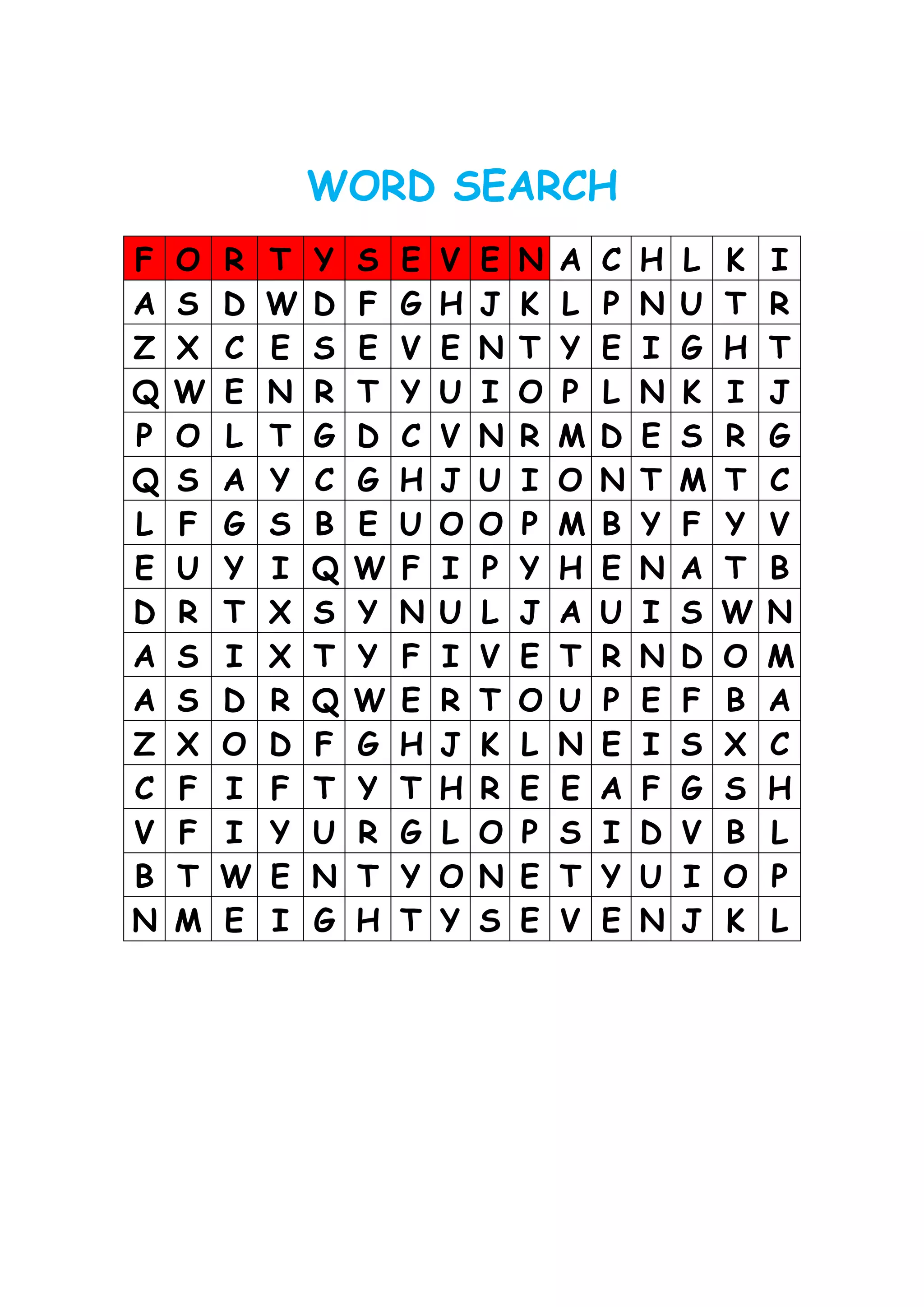 Numbers review word search | PDF