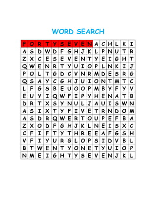 Numbers review word search | PDF