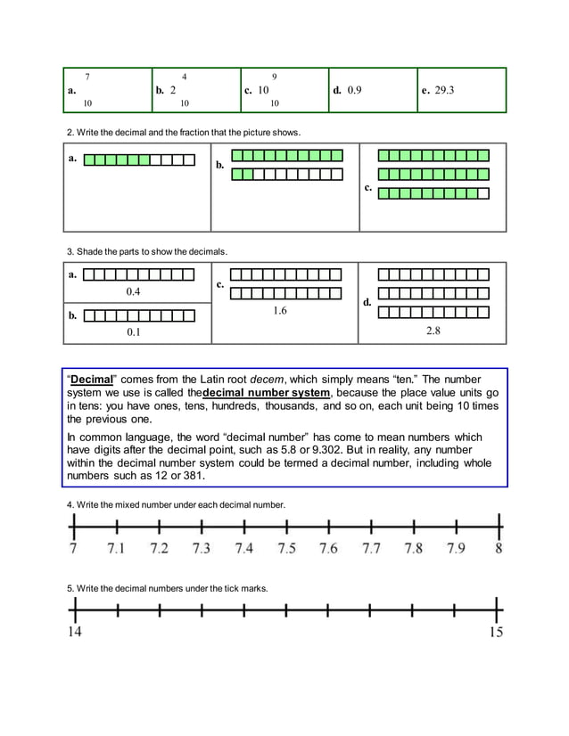 Numbers with one decimal digit