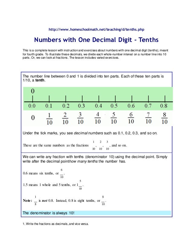Numbers with one decimal digit