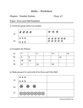 Maths: Number System Worksheet (CBSE Grade II) | PDF