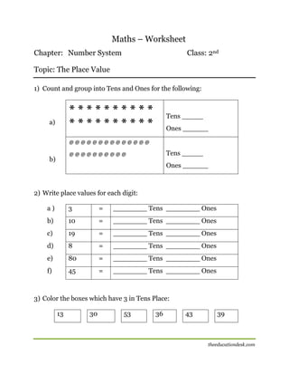 Maths: Number System Worksheet (CBSE Grade II) | PDF