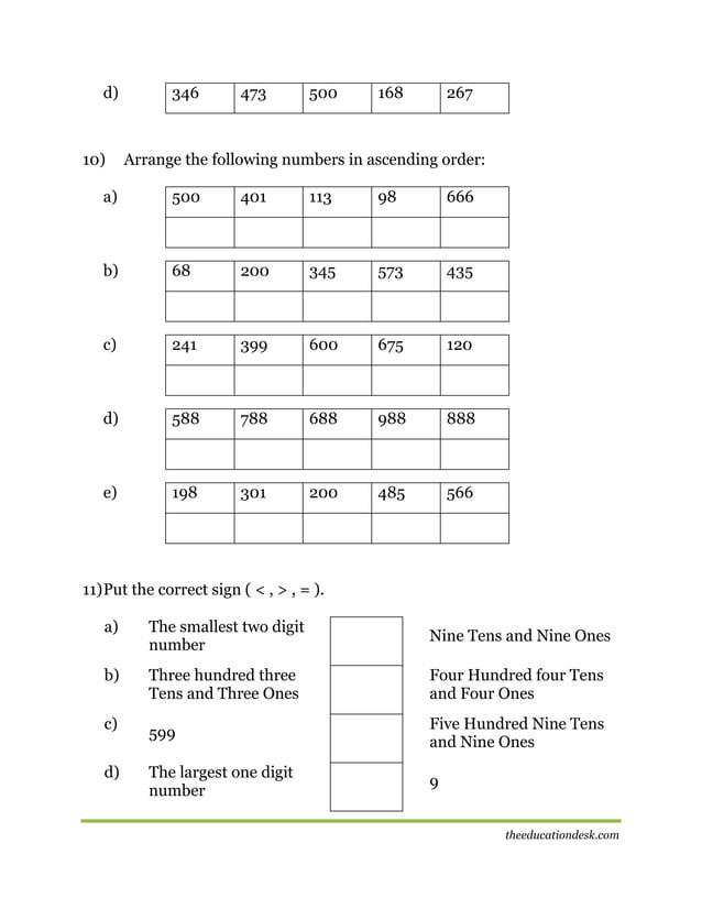 Maths: Number System Worksheet (CBSE Grade II) | PDF