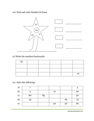 Maths: Number System Worksheet (CBSE Grade II) | PDF