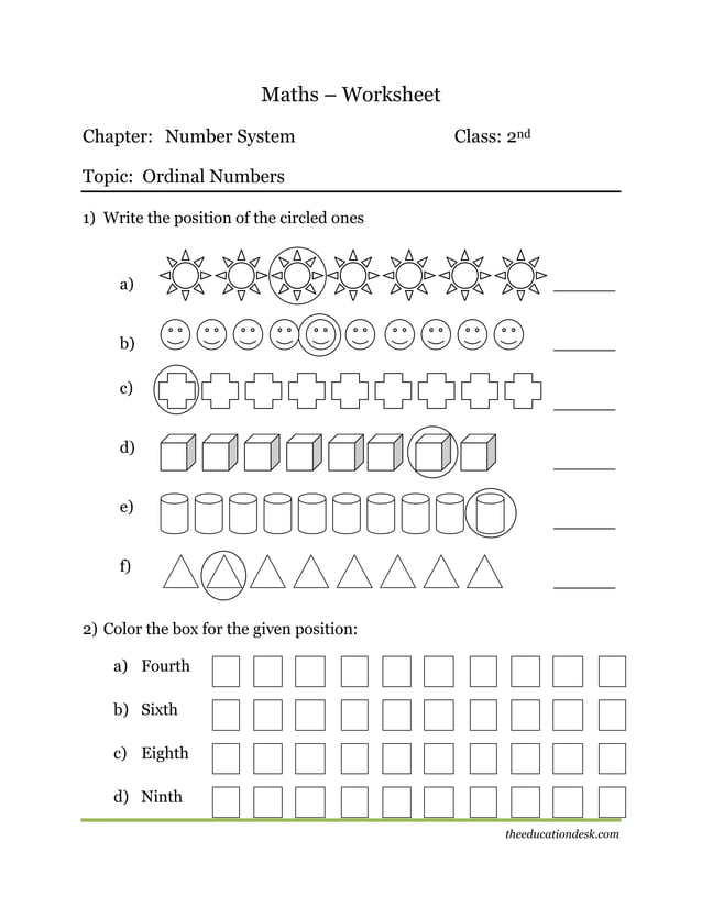 Maths: Number System Worksheet (CBSE Grade II) | PDF