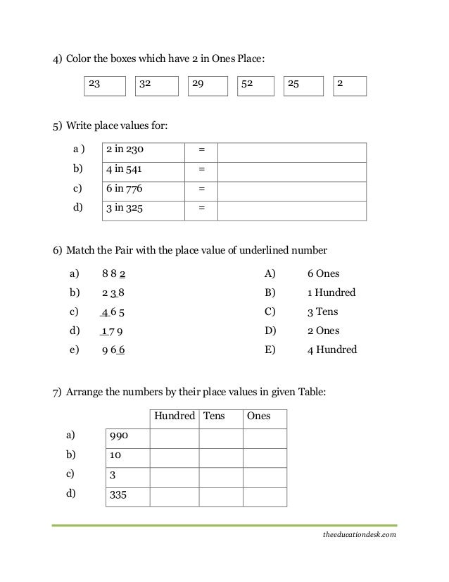 Numbers Grade 1 Math Worksheets Page 2 Number Names And The Number In Numbers Grade 1 Math Worksheets Page 2 Number Names And The Number In