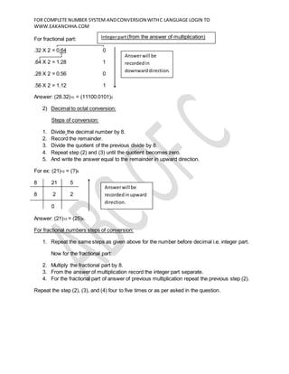 Number system with conversions www.eakanchha.com