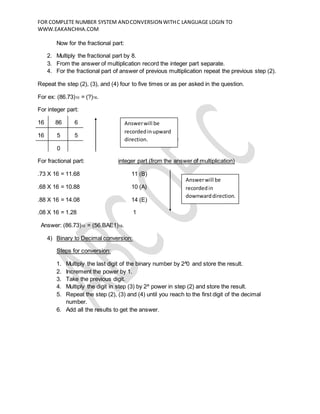 Number system with conversions www.eakanchha.com