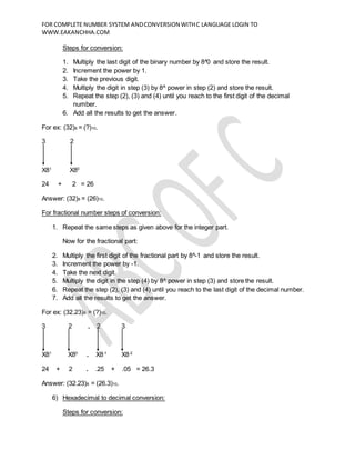 Number system with conversions www.eakanchha.com
