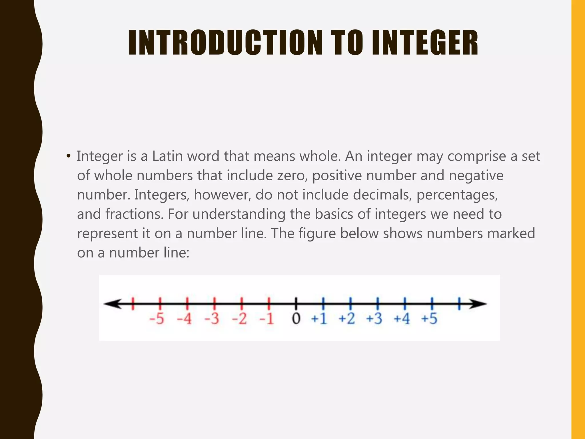 Number system(Types of numbers, whole number, its properties, integer and its representation) | PPTX