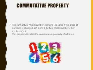 Number system(Types of numbers, whole number, its properties, integer and its representation) | PPTX
