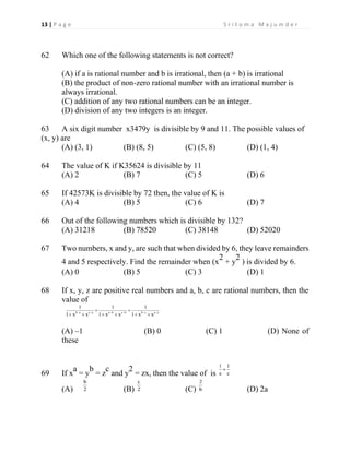 CBSE - Grade 9 - Mathematics - Number System - Multiple Choice ...