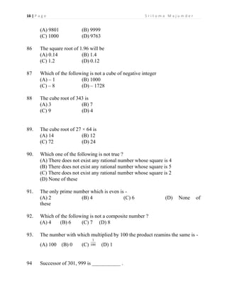 CBSE - Grade 9 - Mathematics - Number System - Multiple Choice ...