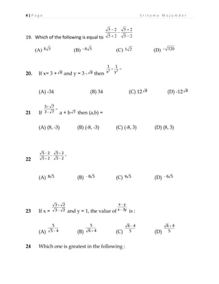 CBSE - Grade 9 - Mathematics - Number System - Multiple Choice ...