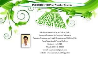 Introduction of Number System - R.D.Sivakumar | PPT
