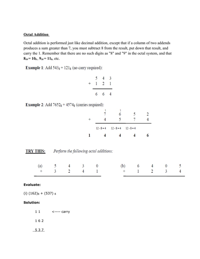 Number system arithmetic | DOC