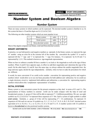 Number System and Boolean Algebra | PDF