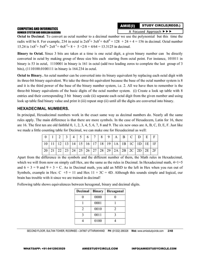 Number System And Boolean Algebra Number System And Boolean Algebra