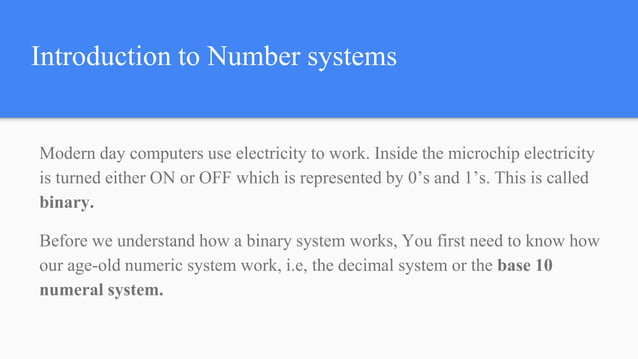 Binary, Decimal and Hexadecimal | PPTX | Computing | Technology & Computing