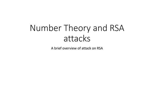 Number theory and cryptography | PPTX | Information and Network ...