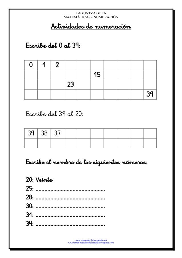 Numeración a 39