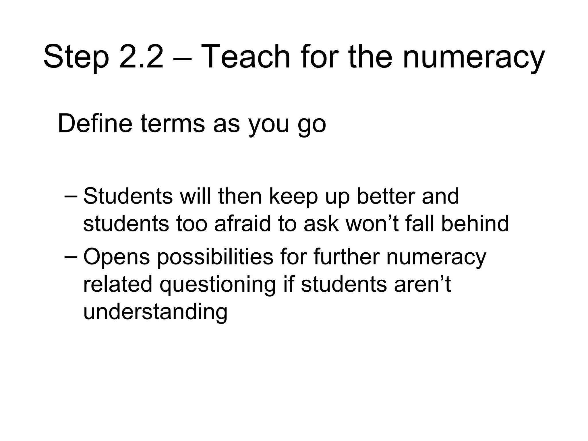 Numeracy identifying and teaching for numeracy in the classroom | PPT