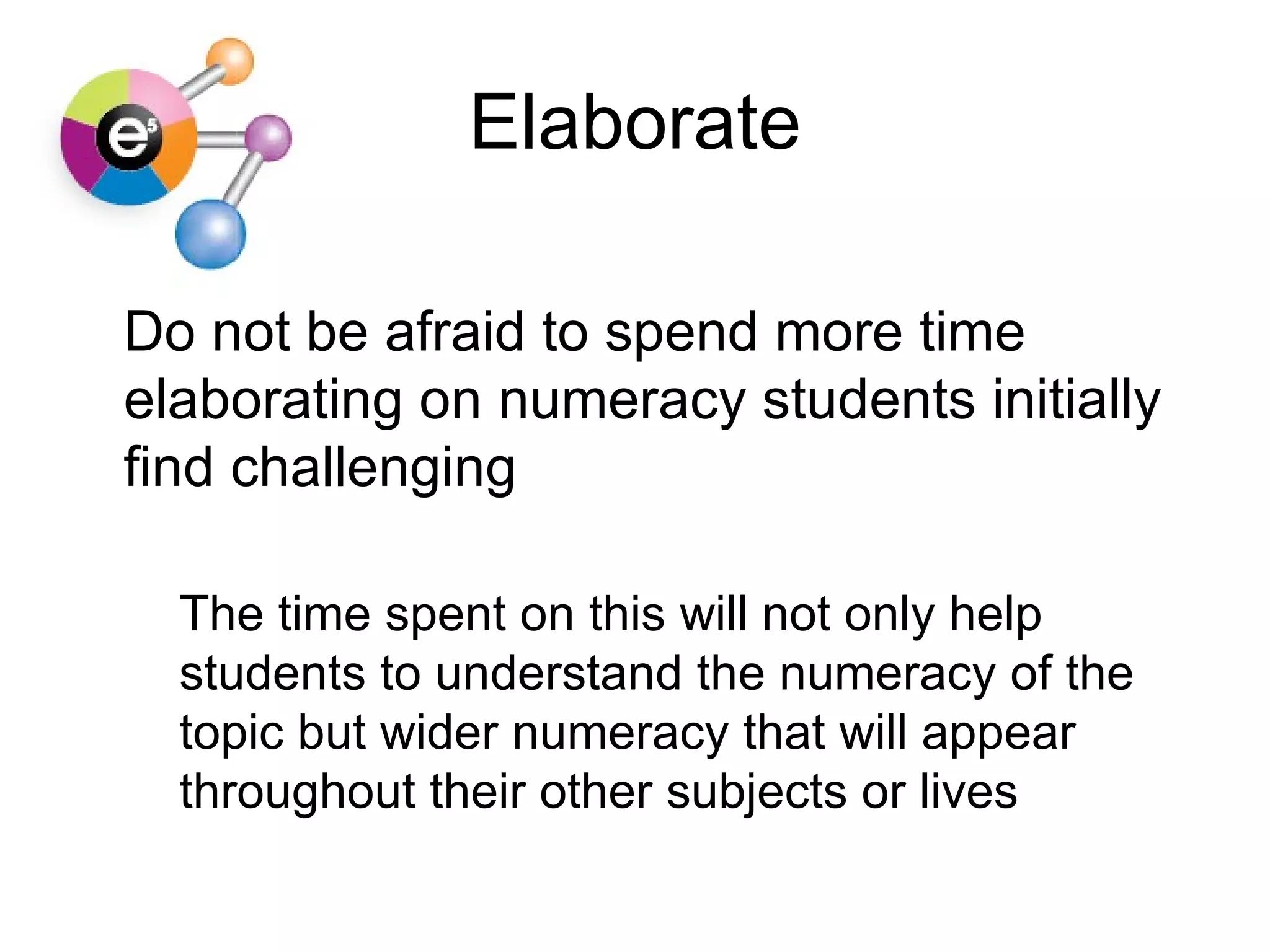 Numeracy numeracy and the e5 instructional model | PPT