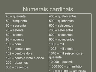 Numerais cardinais e ordinais | PPT