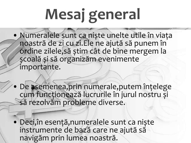 Numeralele în viața omului- un proiect cu si despre numeralel. | PPTX