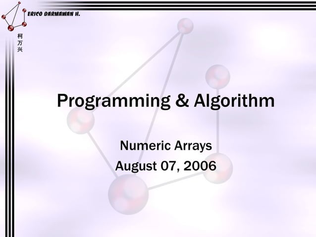 Numeric Arrays [6] | PPT | Programming Languages | Computing