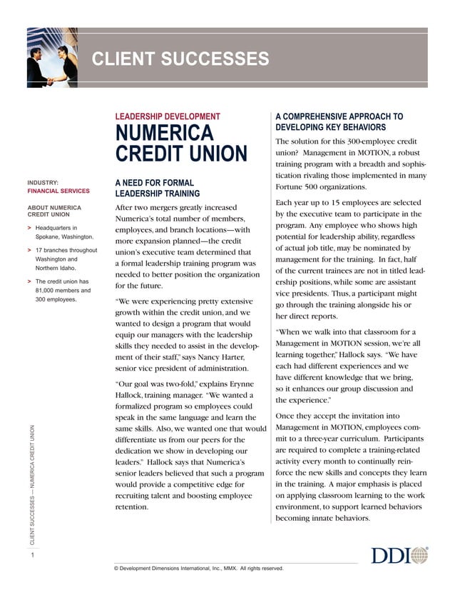 Numerica Credit Union Client success | PDF