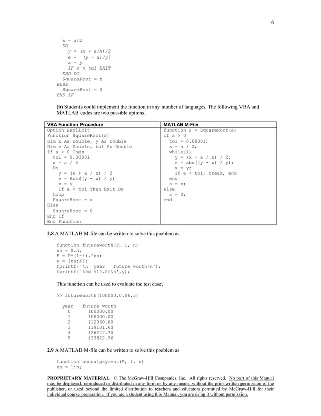 Numerical Methods for Engineers 6th Edition Chapra Solutions Manual | PDF