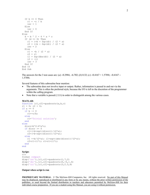 Numerical Methods for Engineers 7th Edition Chapra Solutions Manual | PDF | Programming ...