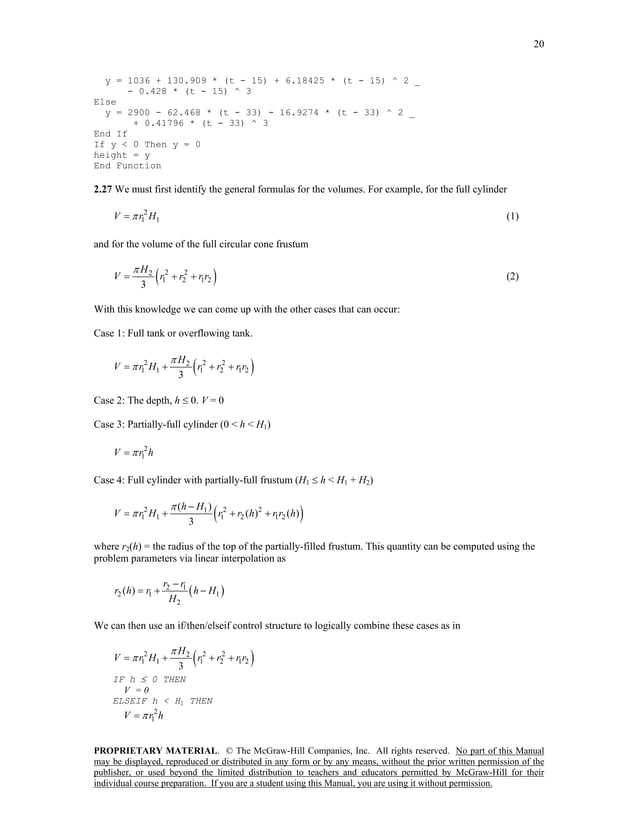 Numerical Methods for Engineers 7th Edition Chapra Solutions Manual | PDF | Programming ...