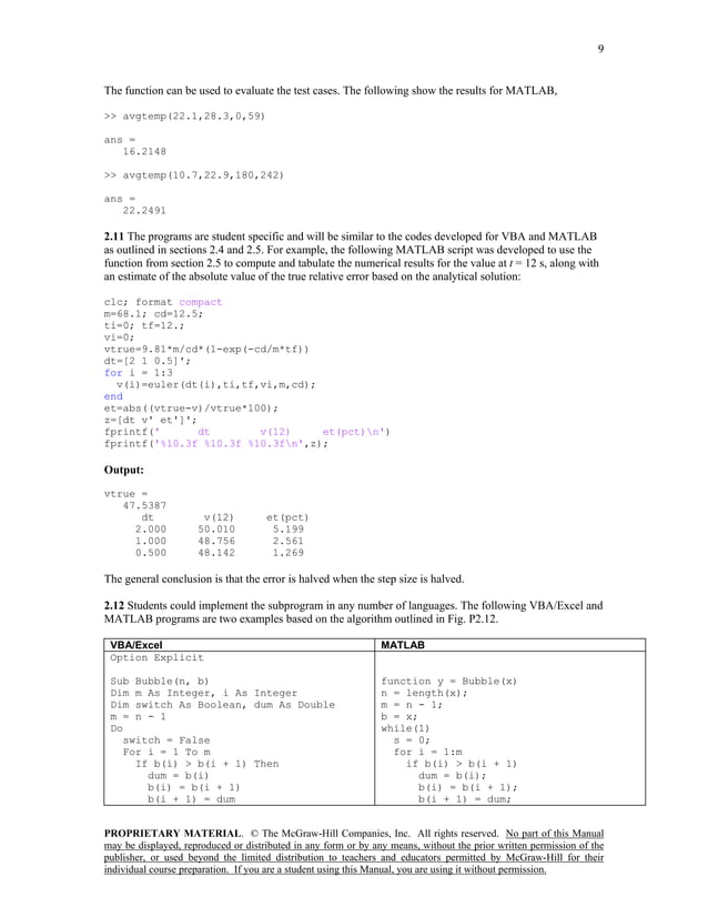 Numerical Methods for Engineers 7th Edition Chapra Solutions Manual | PDF | Programming ...