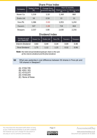 Numerical reasoning-test1-questions | PDF