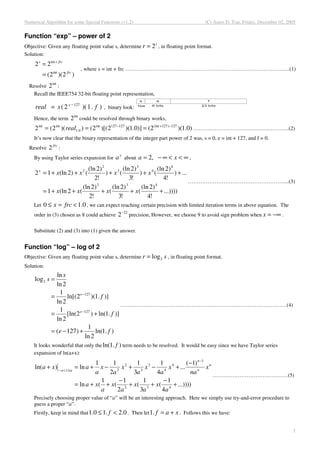 Numerical Algorithm for a few Special Functions | PDF