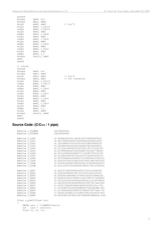Numerical Algorithm for a few Special Functions | PDF