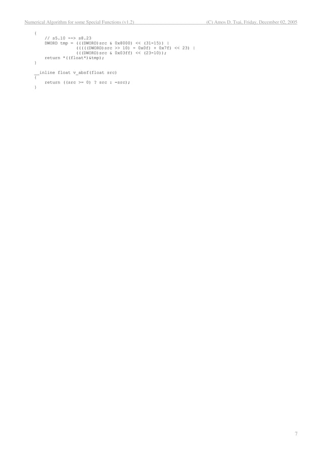 Numerical Algorithm For A Few Special Functions Pdf