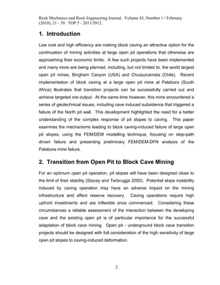 Numerical analysis of block caving induced instability in large open ...