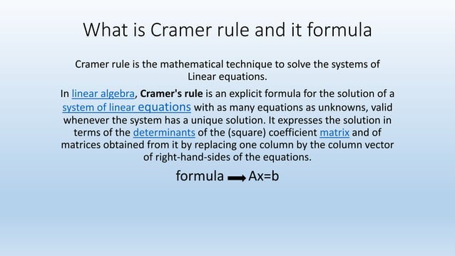 Application of Cramer rule in daily life best example | PPTX