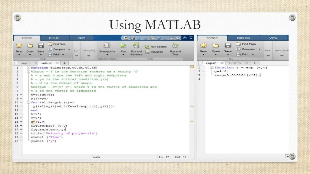 Euler Method using MATLAB