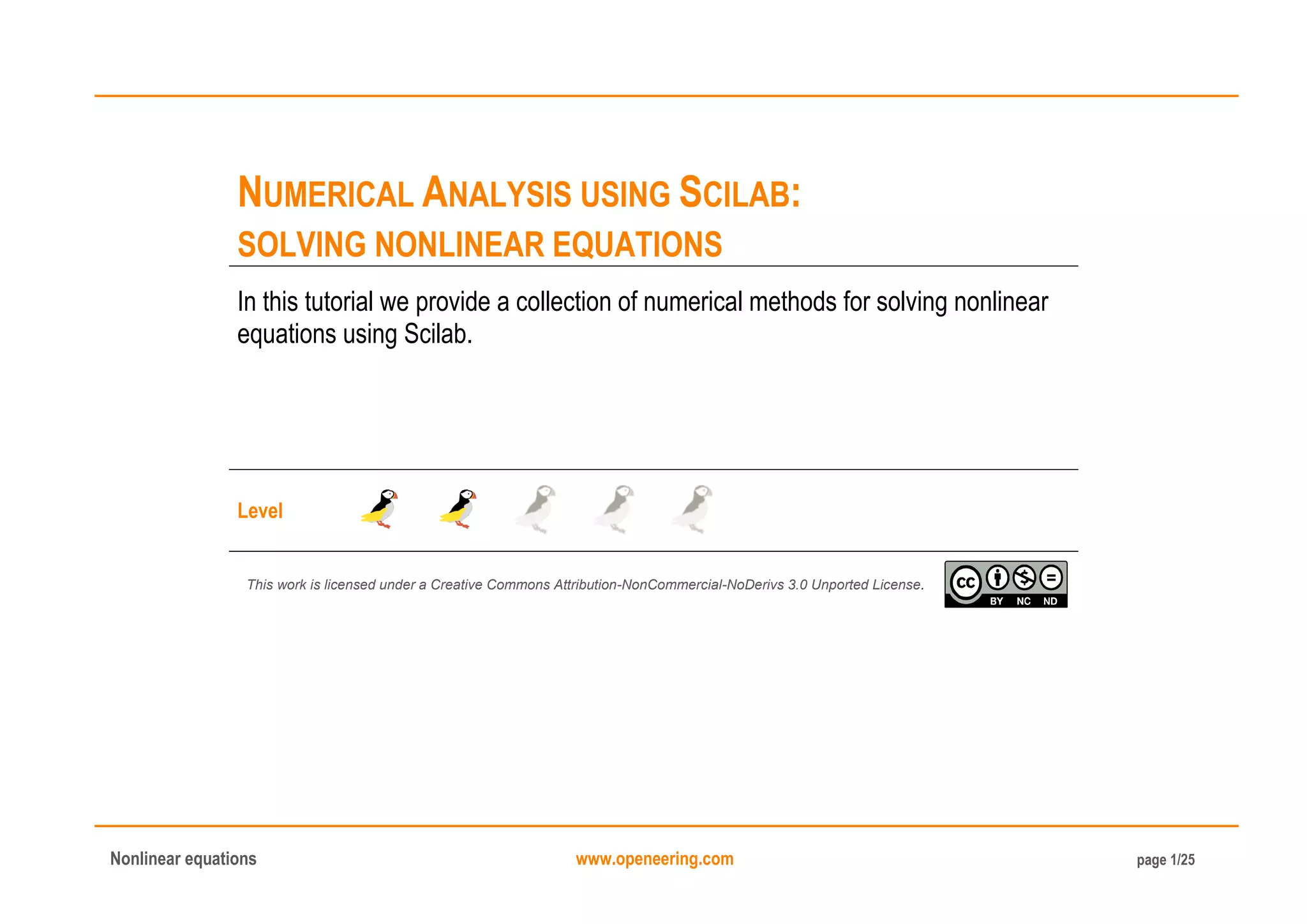 Numerical Analysis Using Scilab Solving Nonlinear Equations Pdf