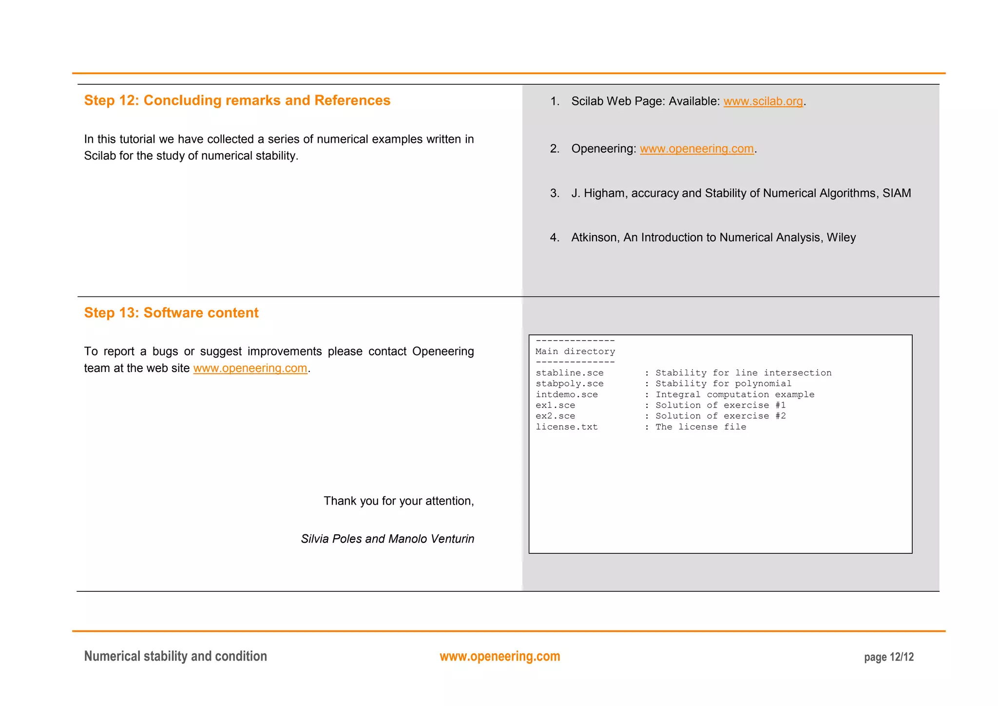 Numerical analysis using Scilab: Numerical stability and conditioning | PDF
